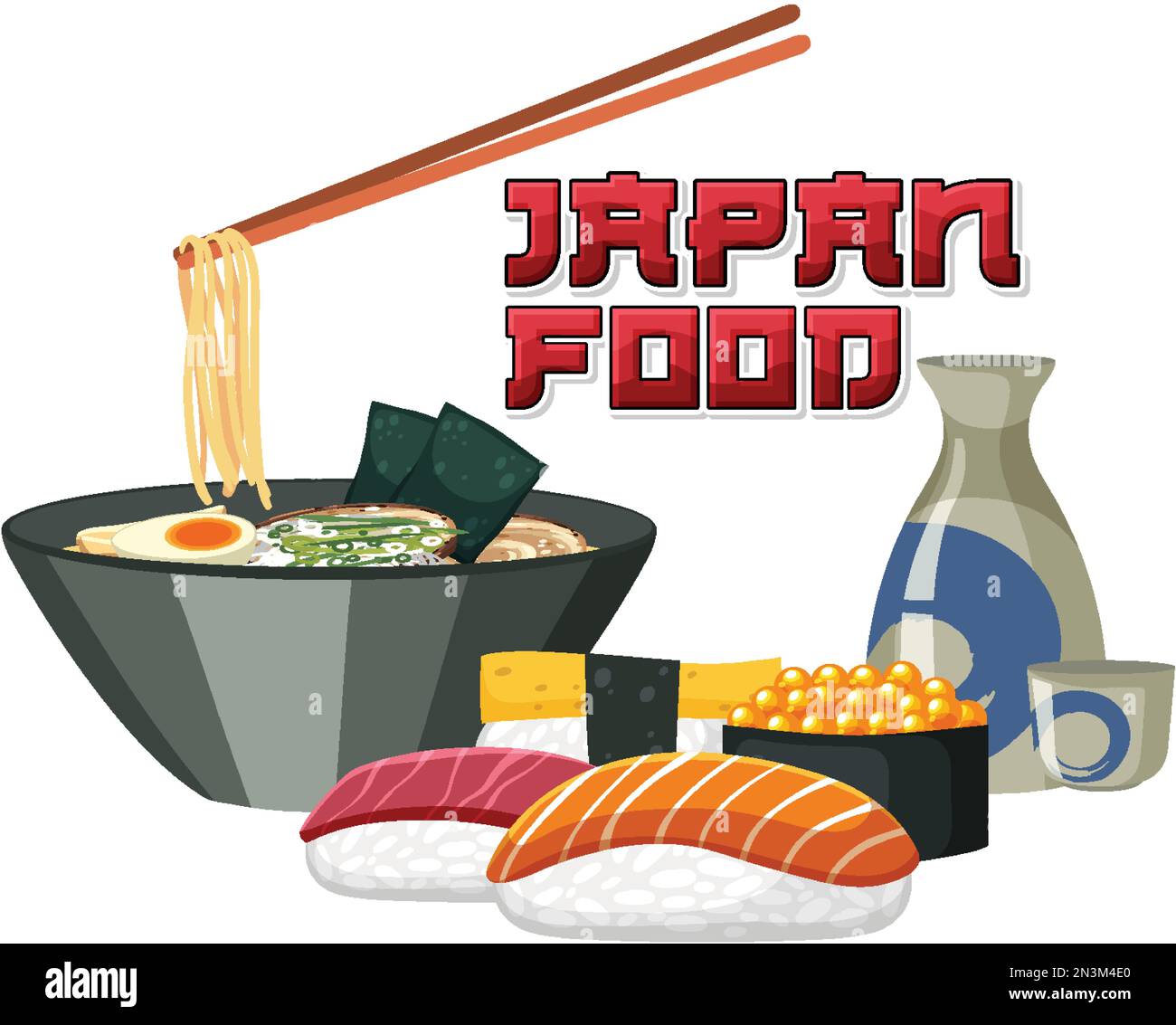 Japanese food element nation tradition symbol illustration Stock Vector ...