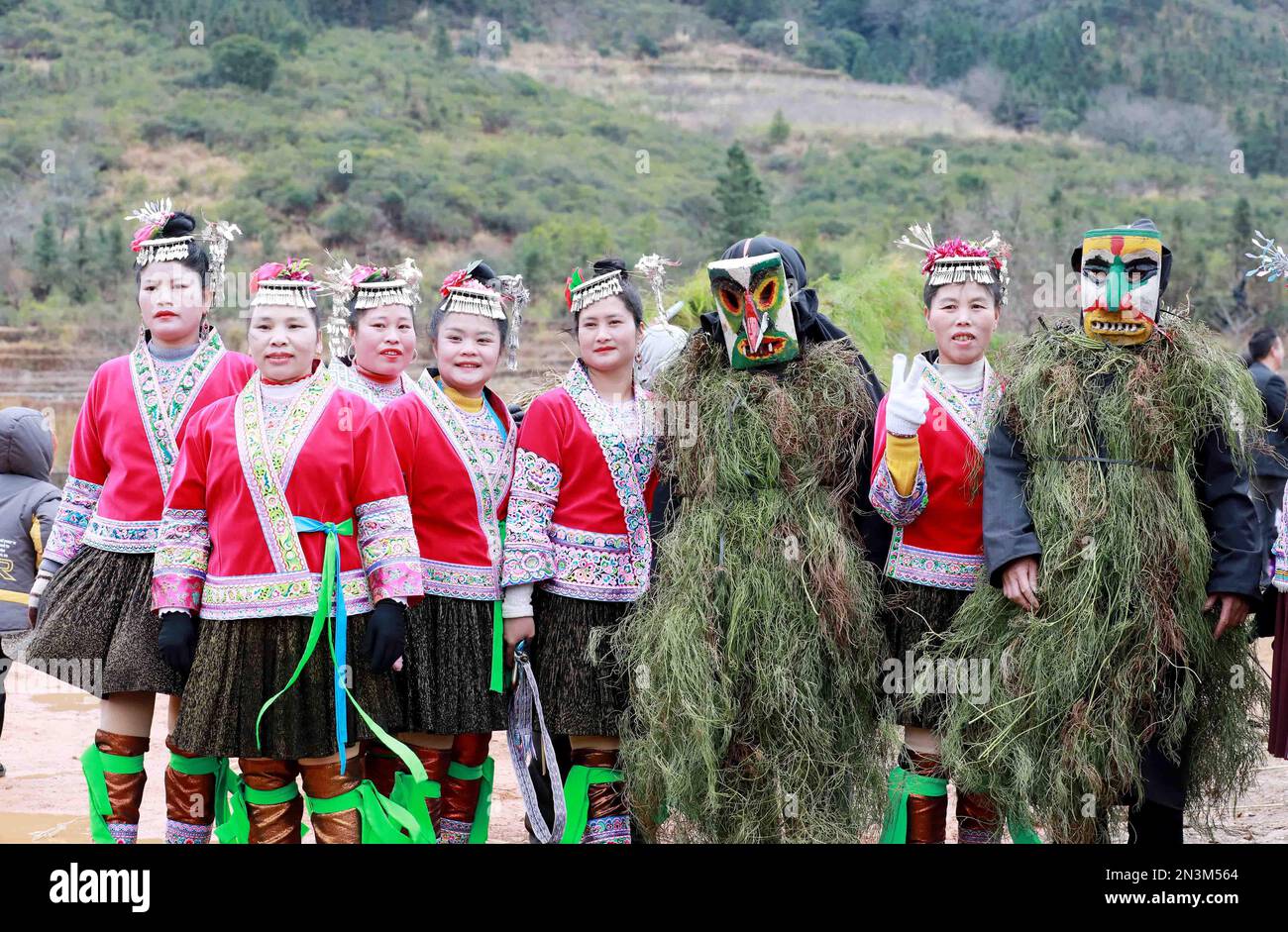 LIUZHOU, CHINA - FEBRUARY 7, 2023 - People of the Miao ethnic group ...
