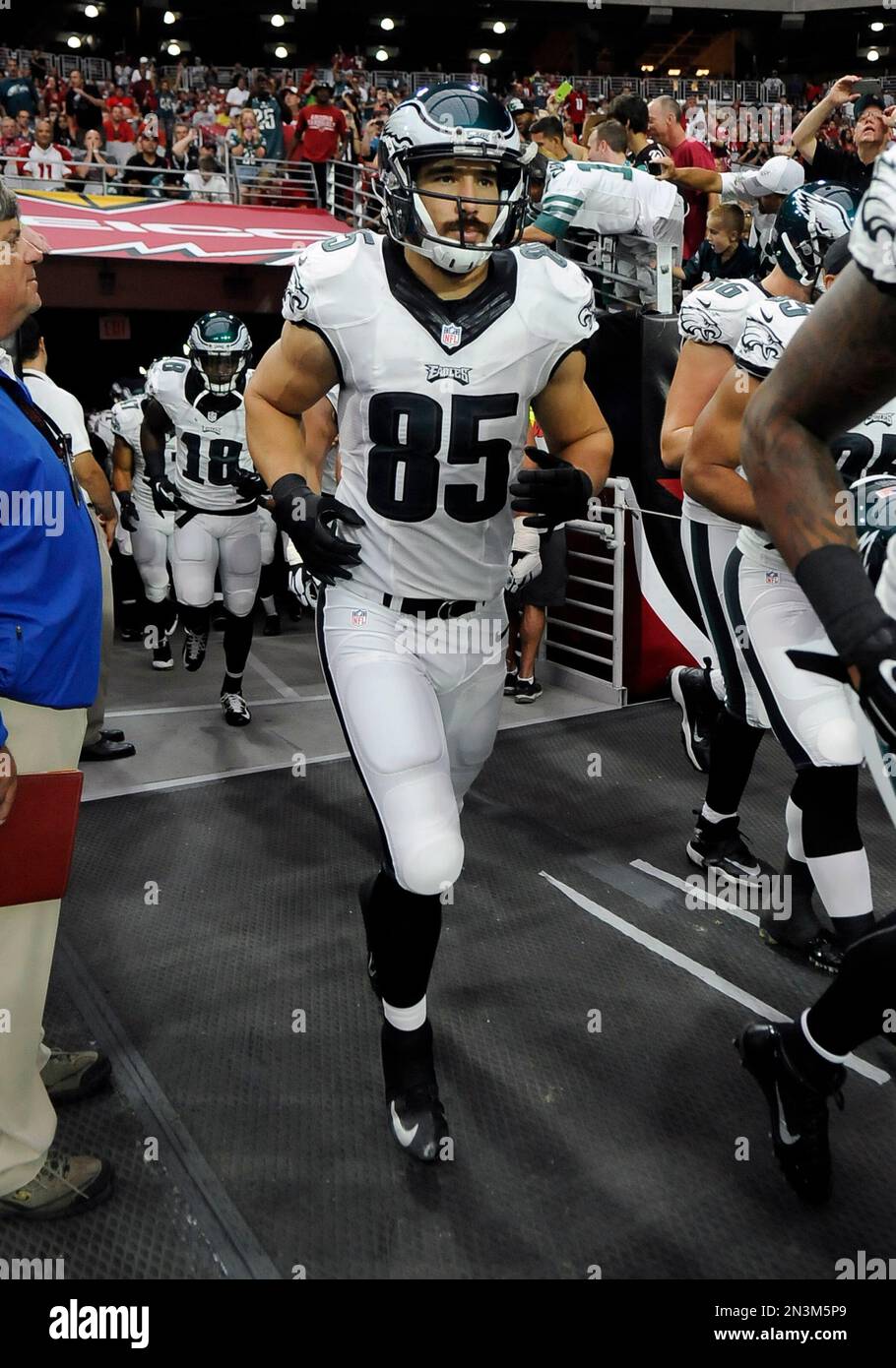 Philadelphia Eagles tight end (85) James Casey heads for the field ...