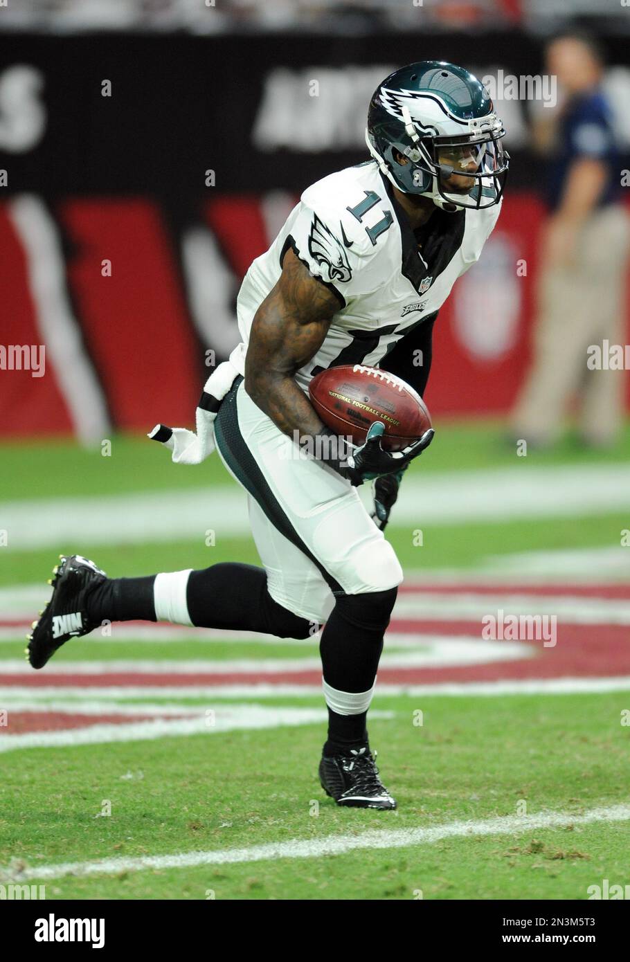 Philadelphia Eagles wide receiver (11) Josh Huff runs a kickoff out of ...
