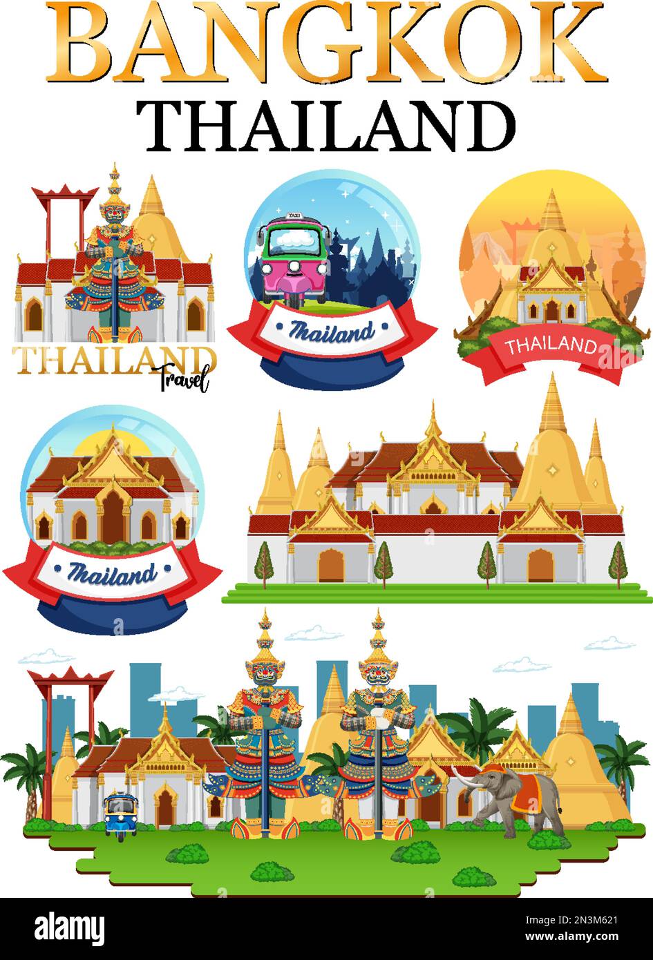 Bangkok Thailand Landmark Logo Banner illustration Stock Vector Image ...