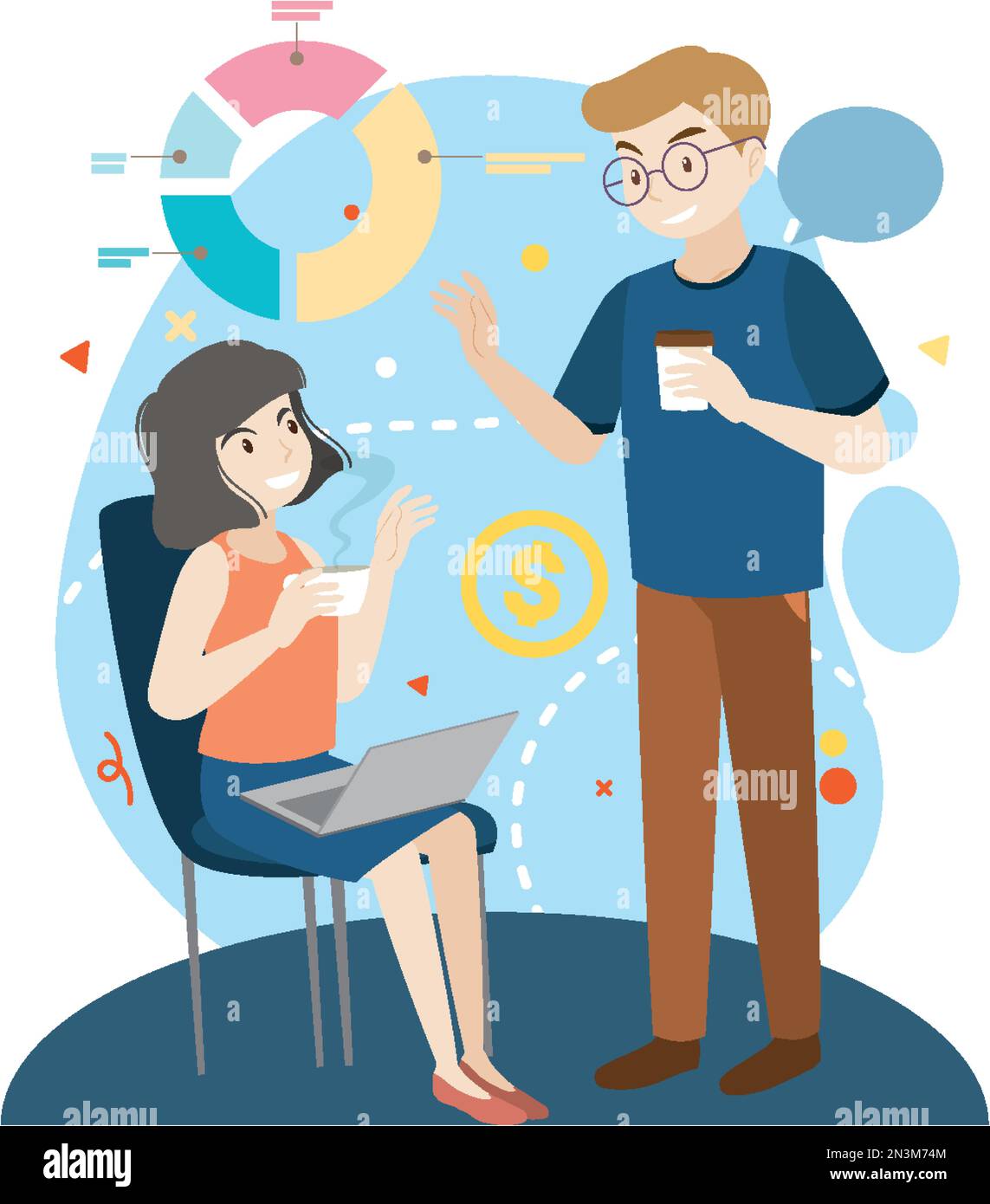 Working characters flat design for web banner illustration Stock Vector ...