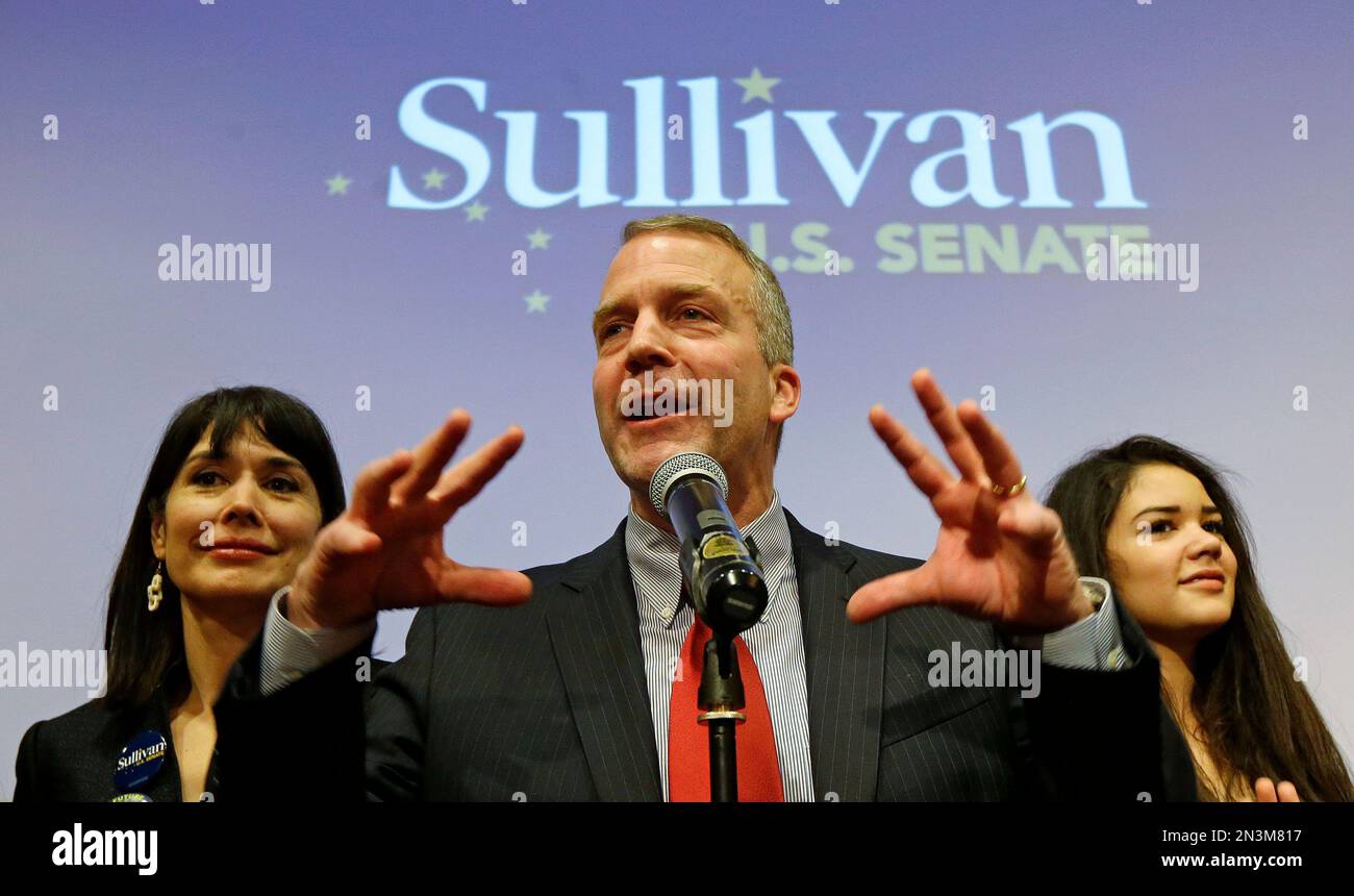 Republican U.S. Senate candidate Dan Sullivan, center, greets ...
