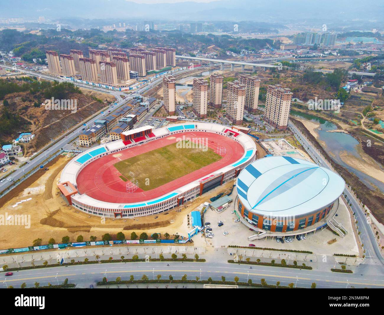 ANQING, CHINA - FEBRUARY 8, 2023 - Aerial photo shows the Dabie ...