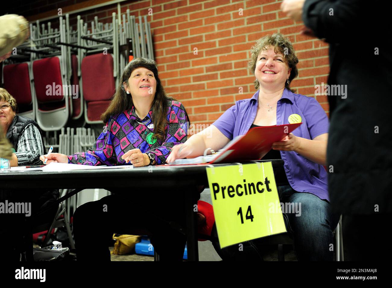 Julie Burrows, chief election judge for precinct 14 in Helena, Montana ...