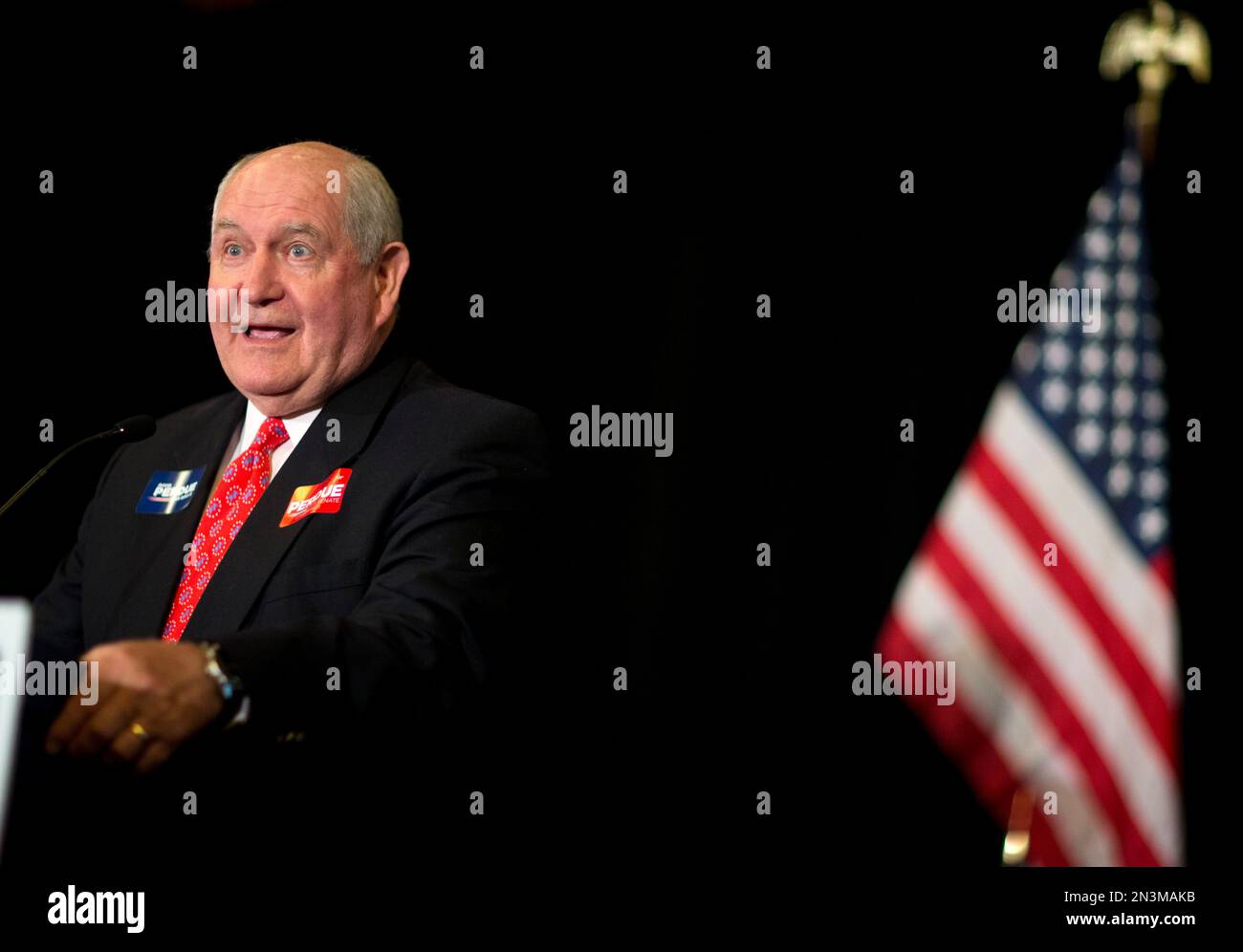 Former Georgia Gov. Sonny Perdue speaks in support of his cousin ...