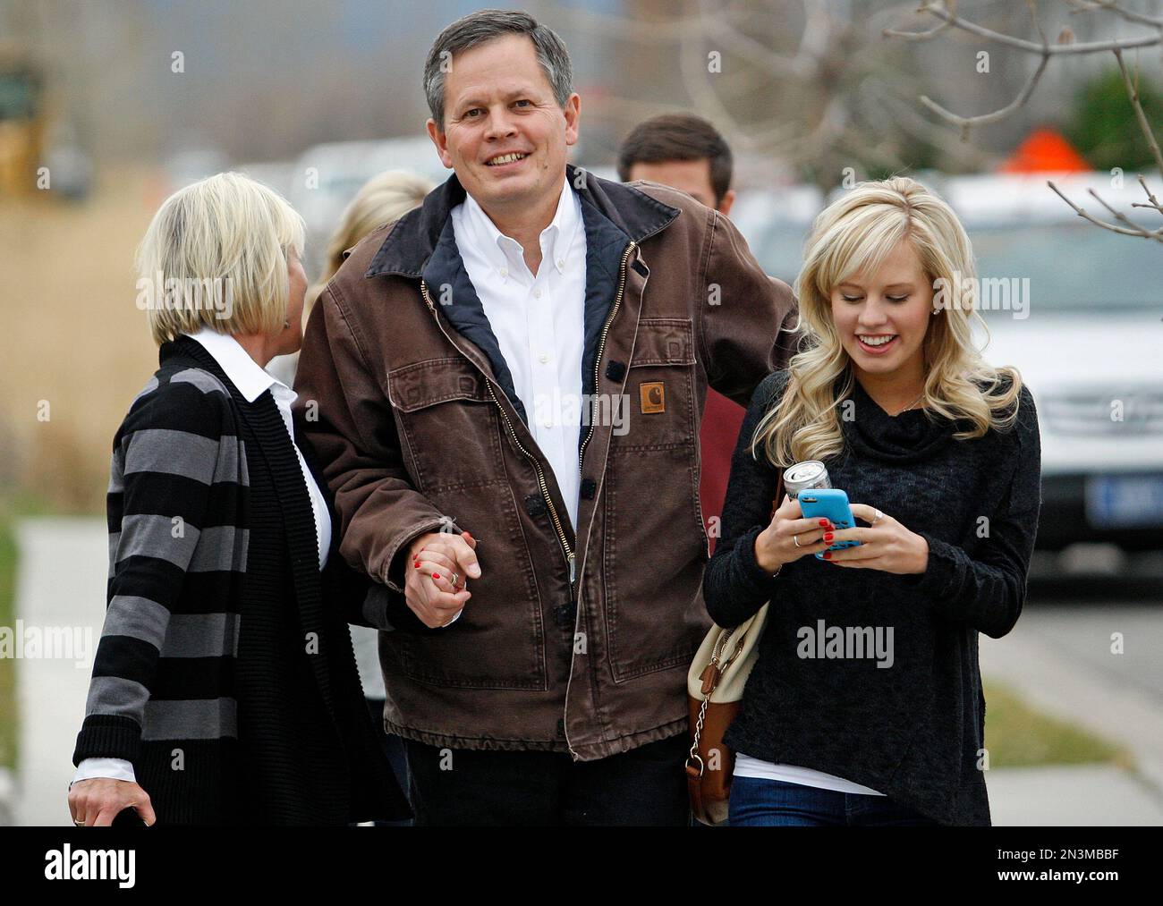 Montana Republican Senate candidate Rep. Steve Daines arrives at his ...