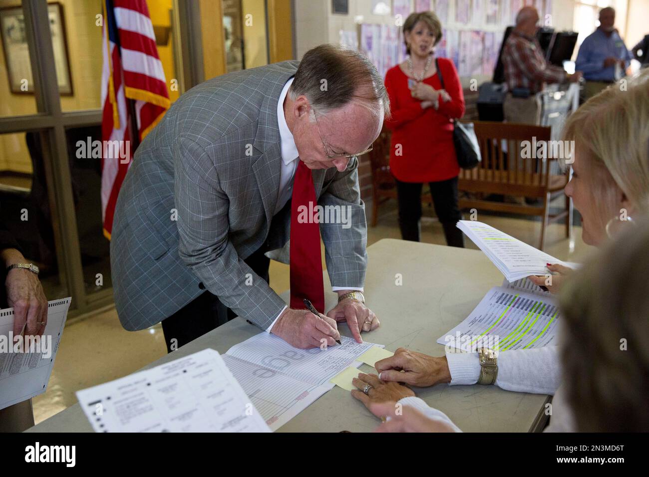 Republican Gov. Robert Bentley smiles after voting on Election Day ...