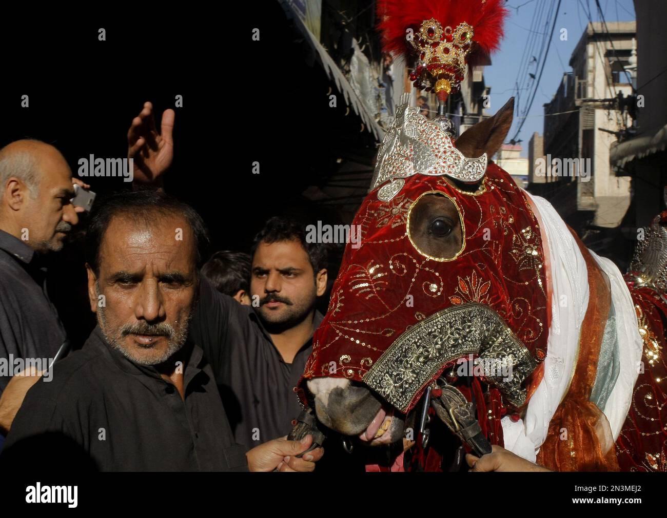 Pakistani Shiite Muslims pay respects to Zul jinnah, a horse ...