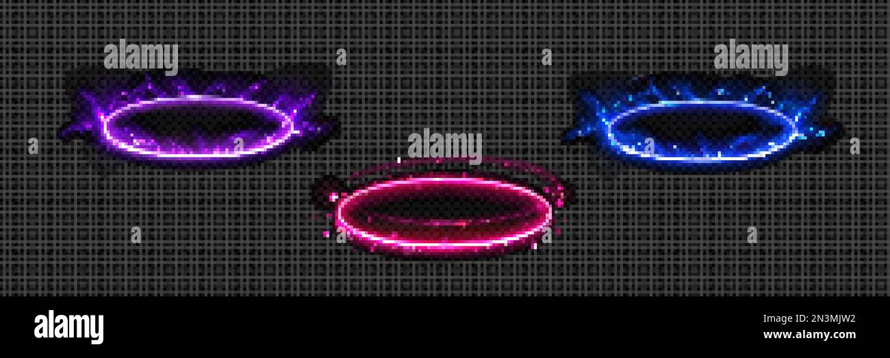 Round or oval energy platforms png set isolated on transparent ...