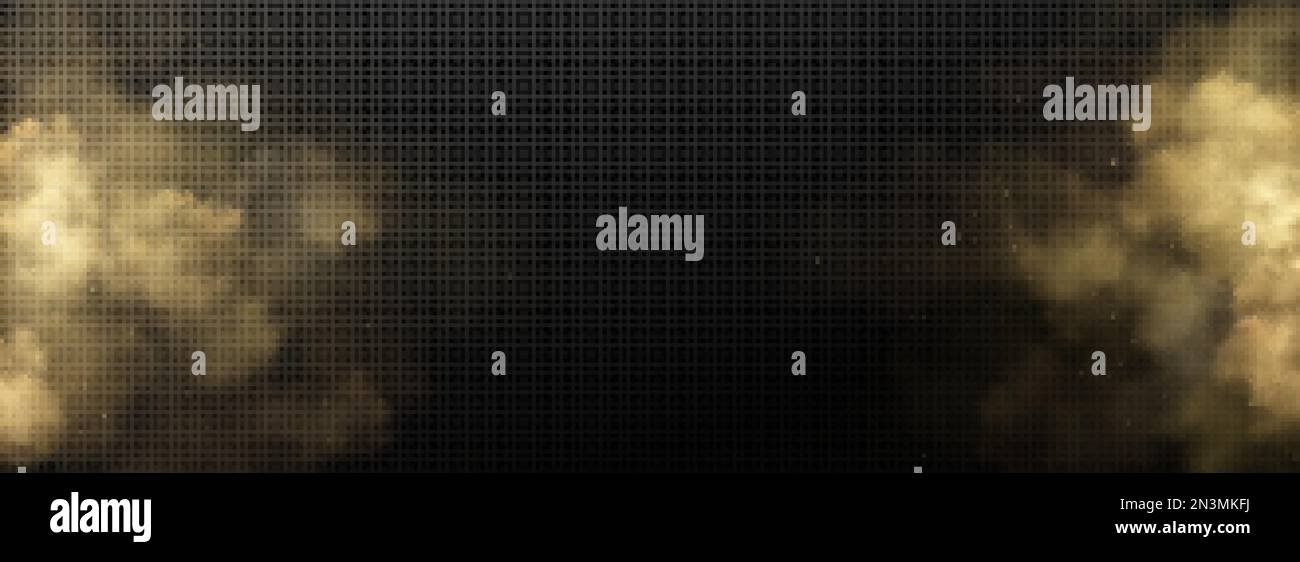 Brown dust border, sand and smoke clouds. Effect of sandstorm, wind ...