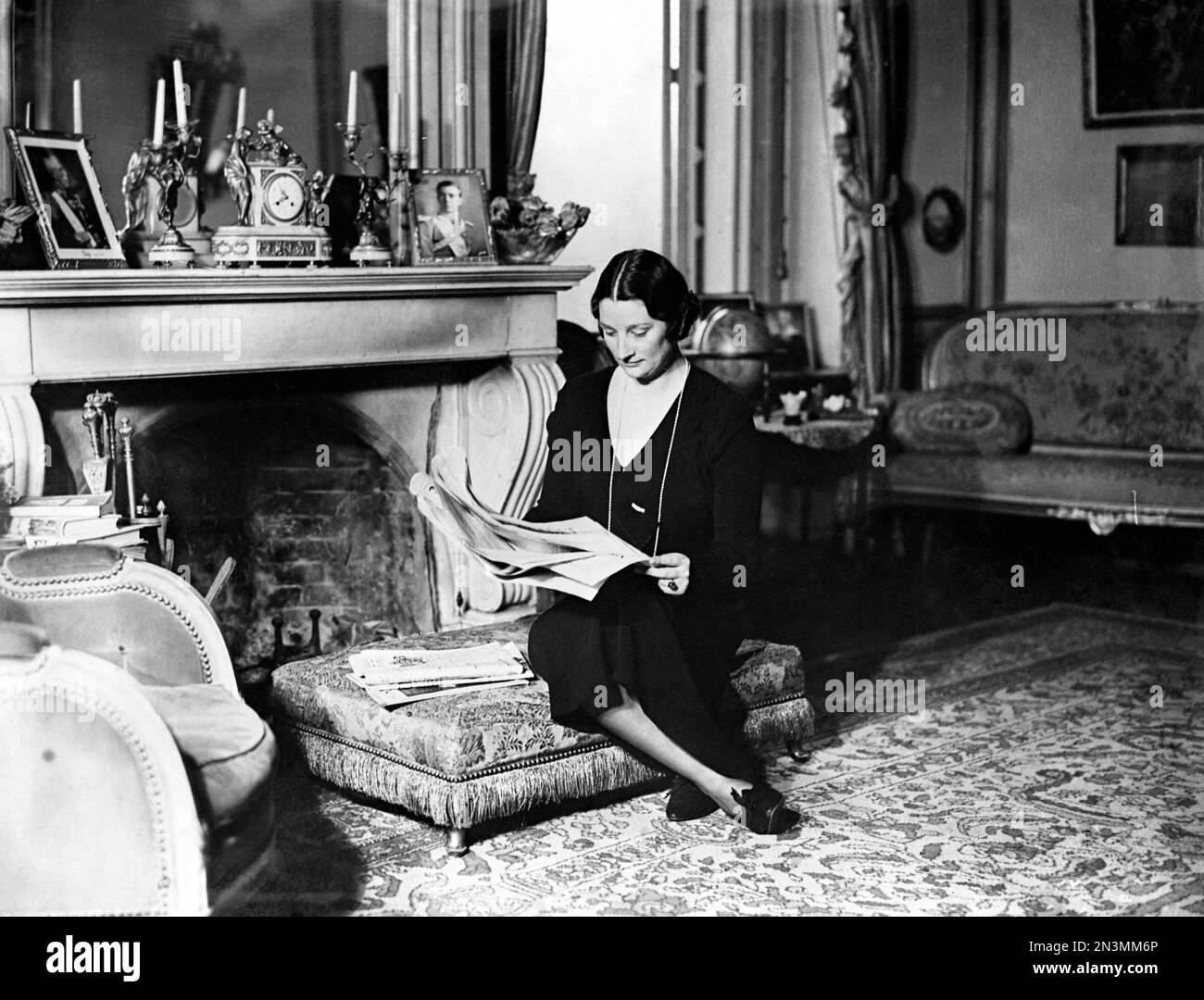 Queen Astrid in her boudoir at Stubenberg Castle, near Laeken, Belgium ...