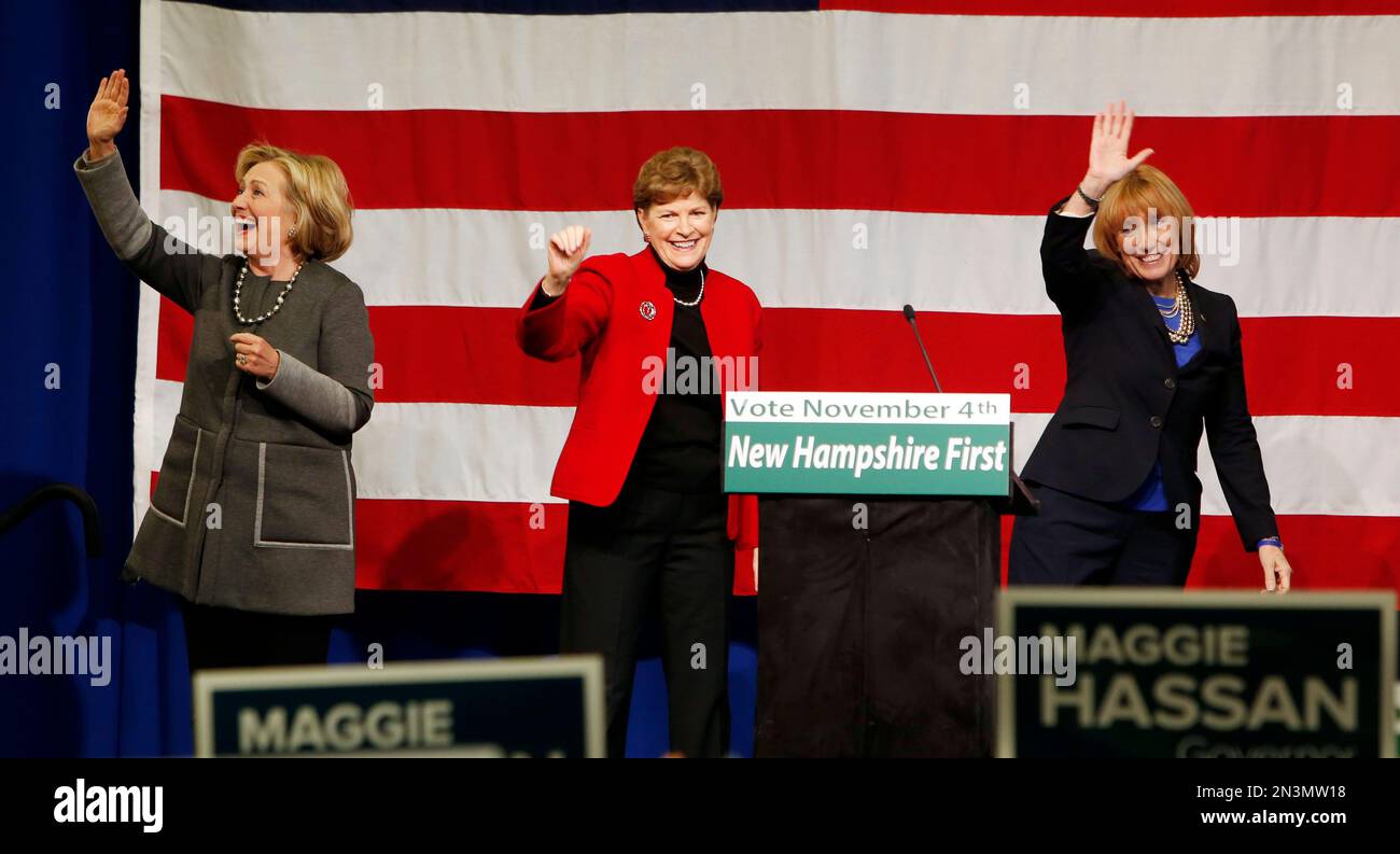 Hillary Rodham Clinton, left, joins U.S. Sen. Jeanne Shaheen, D-N.H ...