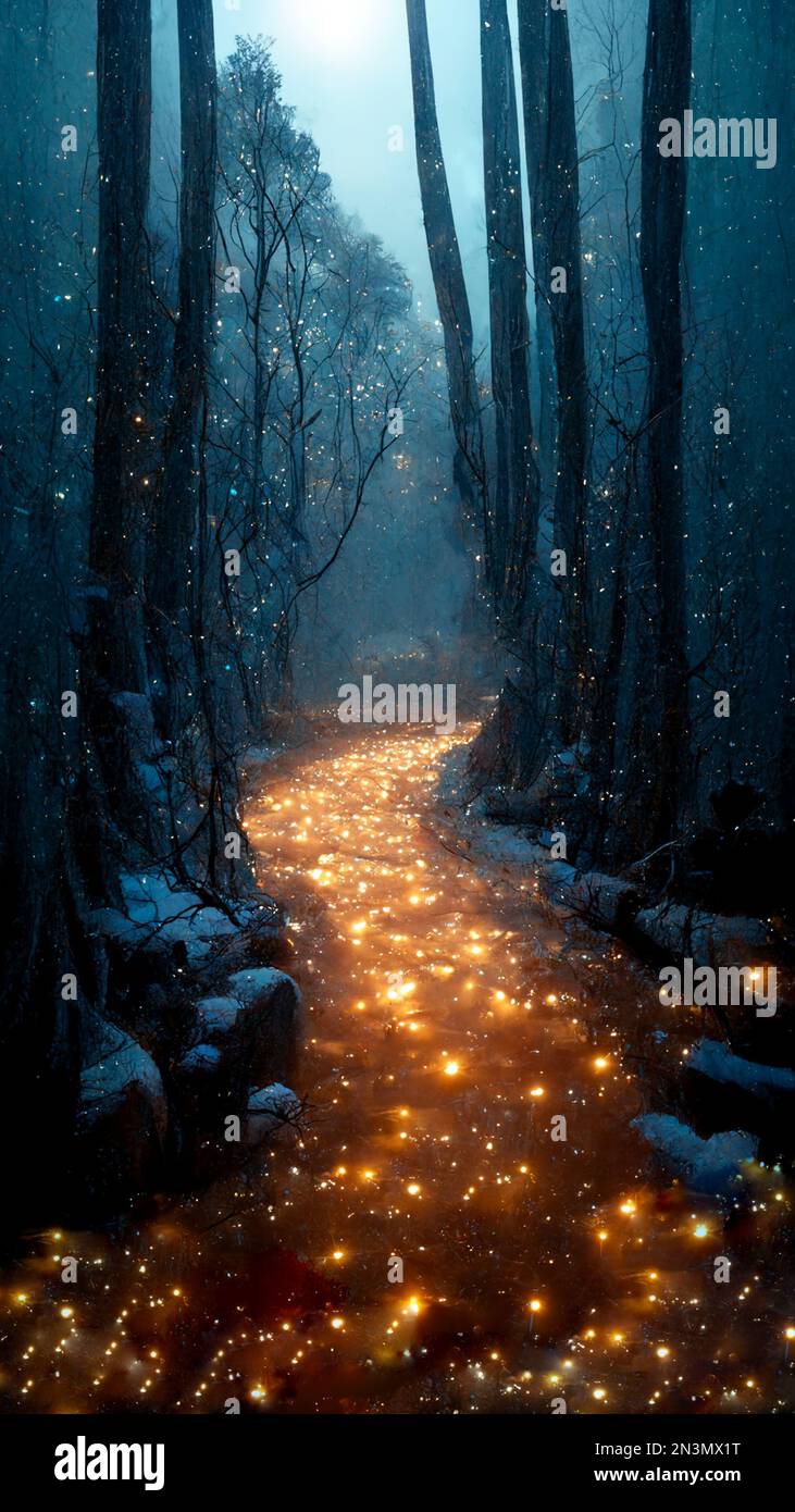 Dark Forest Path Background