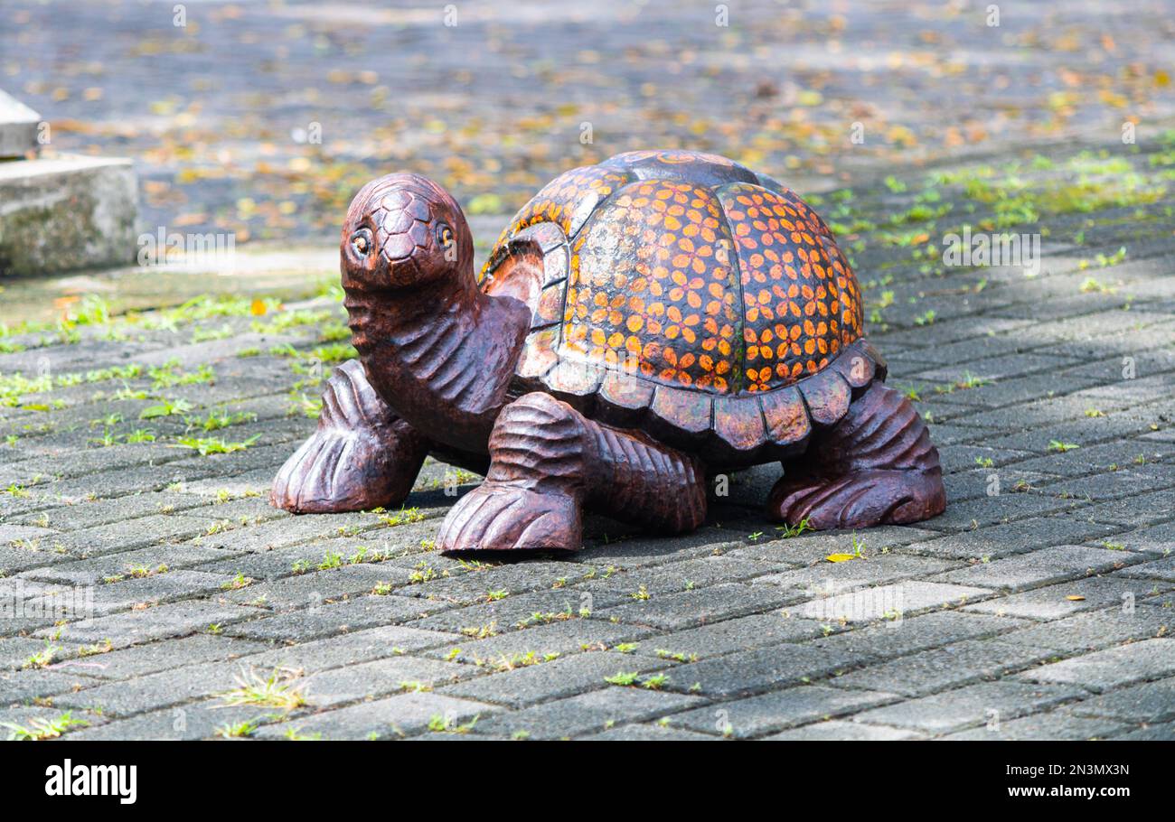 beautiful wood craft, big tortoise made from wood Stock Photo - Alamy