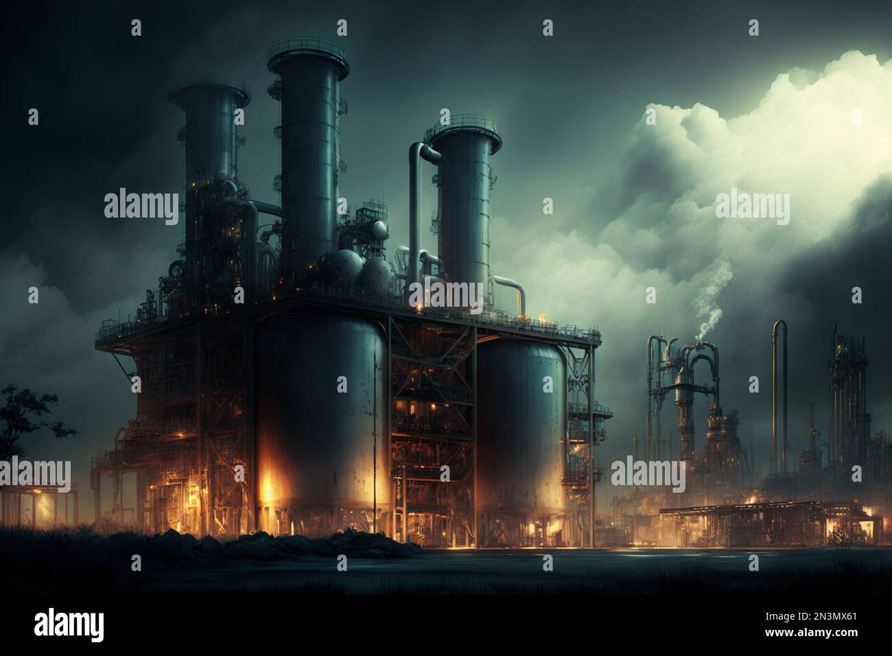 Industrial factory plant background. Illustration image Stock Photo - Alamy