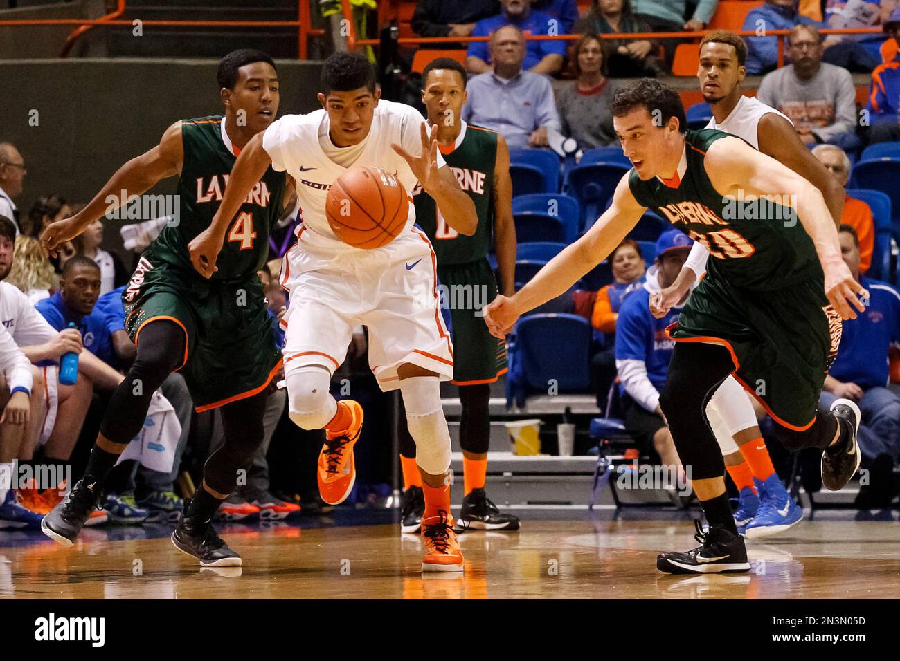 Boise State's Chandler Hutchison and La Verne's Weston Newell (20 ...