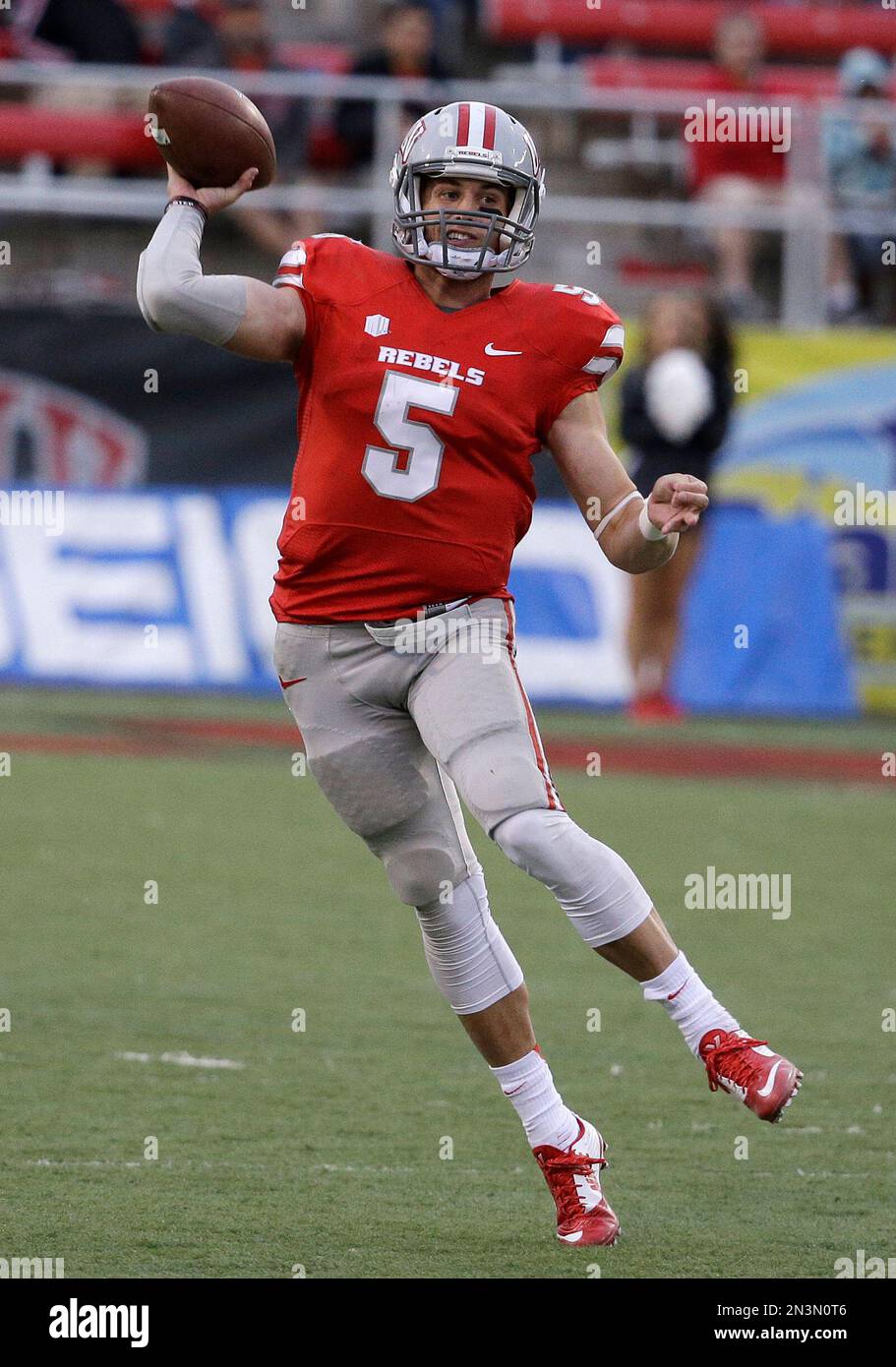 UNLV quarterback Blake Decker throws a pass against New Mexico during ...