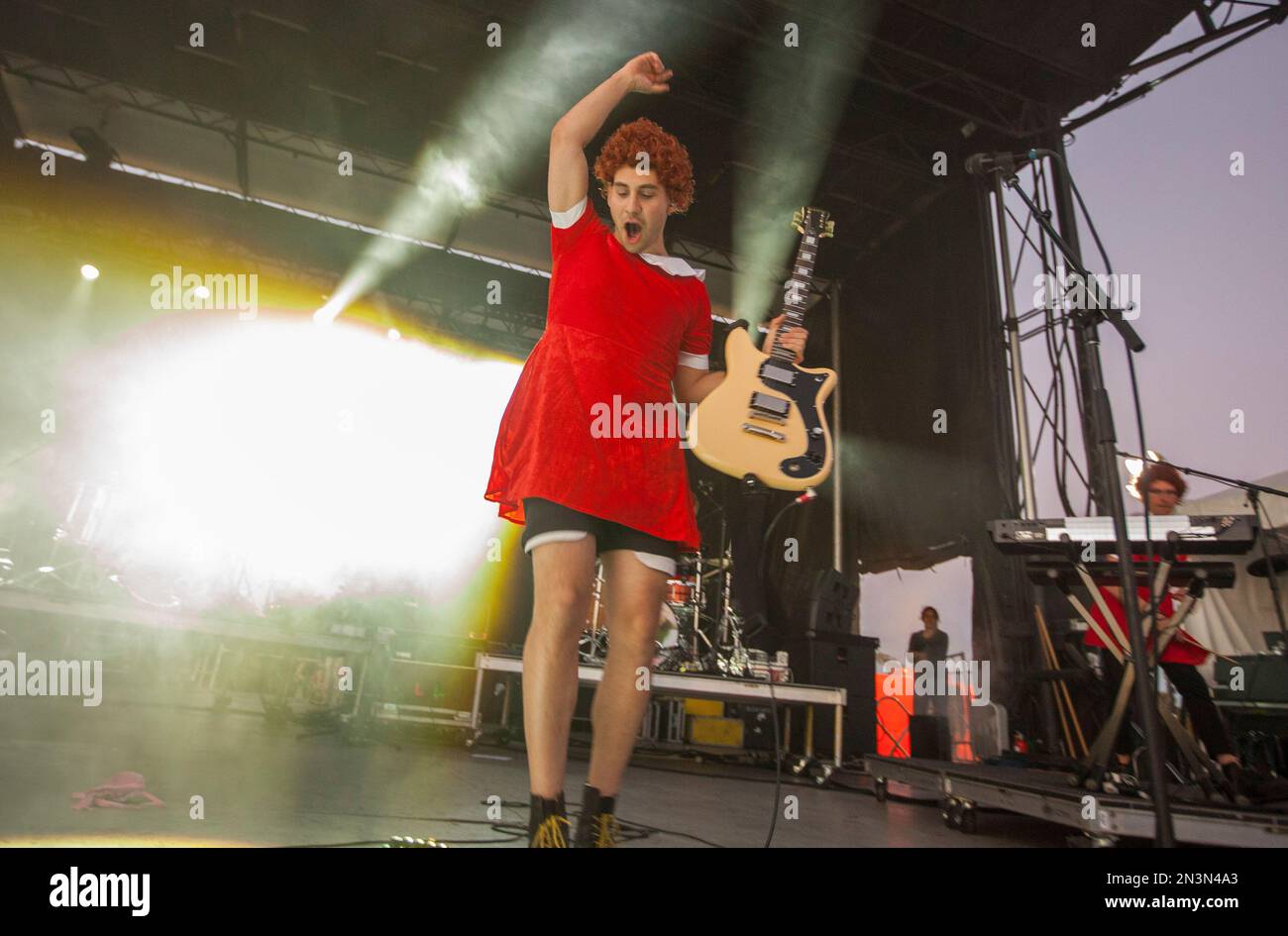 Jack Antonoff, of Fun, performs with his band Bleachers dressed up as ...