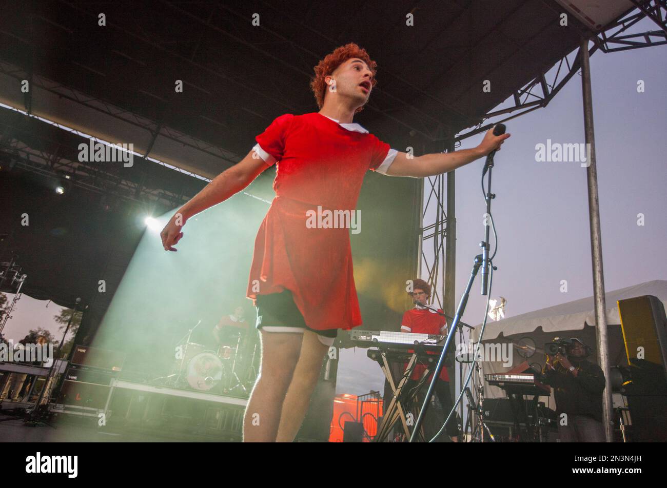 Jack Antonoff, of Fun, performs with his band Bleachers dressed up as ...