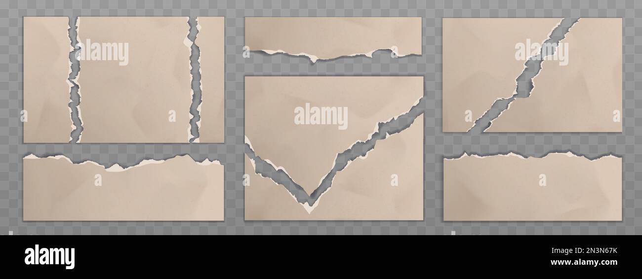 Torn craft paper, brown cardboard sheets with uneven edges. Ragged ...