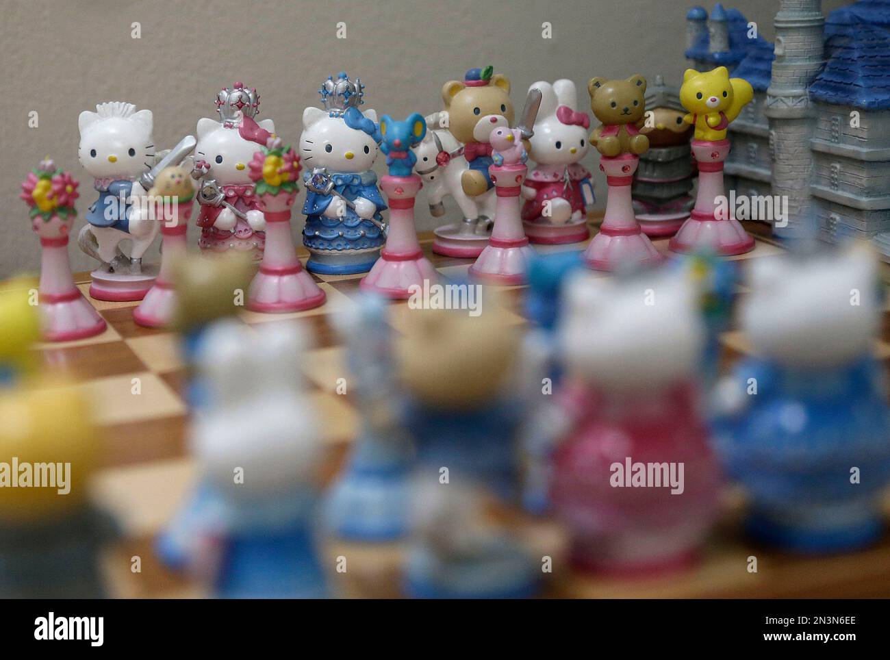This Monday, Oct. 13, 2014 photo shows a Sanrio Hello Kitty chess set ...