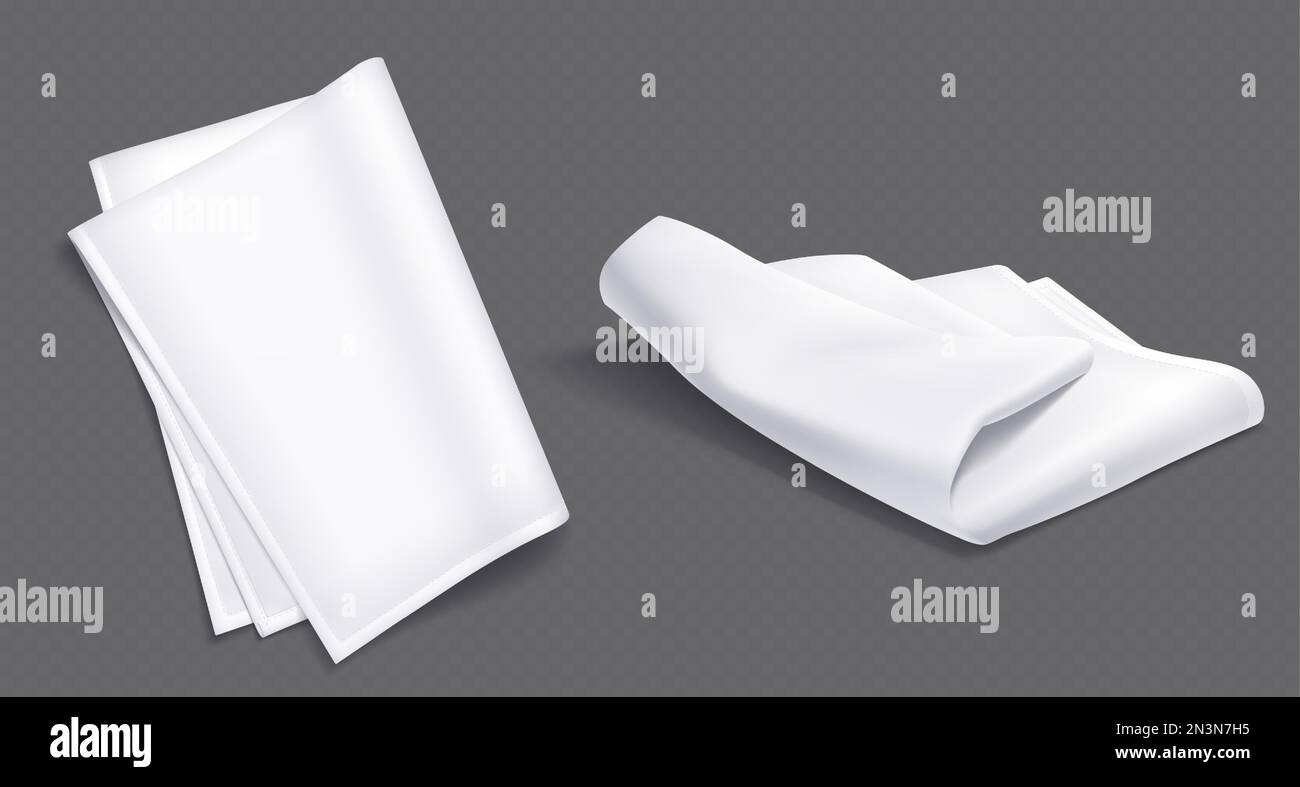 White kitchen towel, fabric napkin, tablecloth or handkerchief. Blank ...