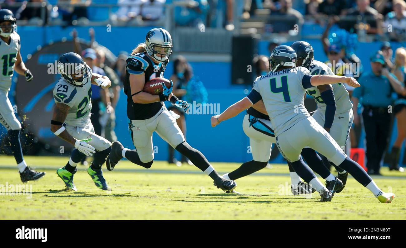 Carolina Panthers wide receiver Brenton Bersin (11) runs with the ball ...