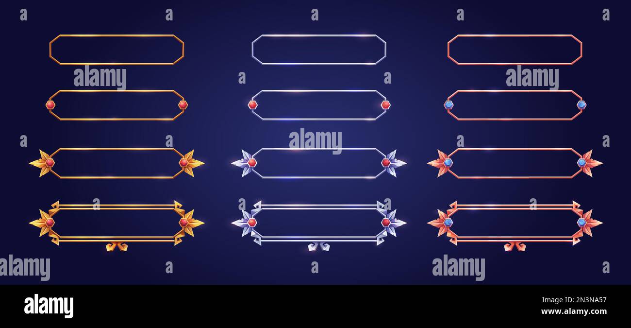 Empty rectangle frames in medieval style for game ui design. Vector ...