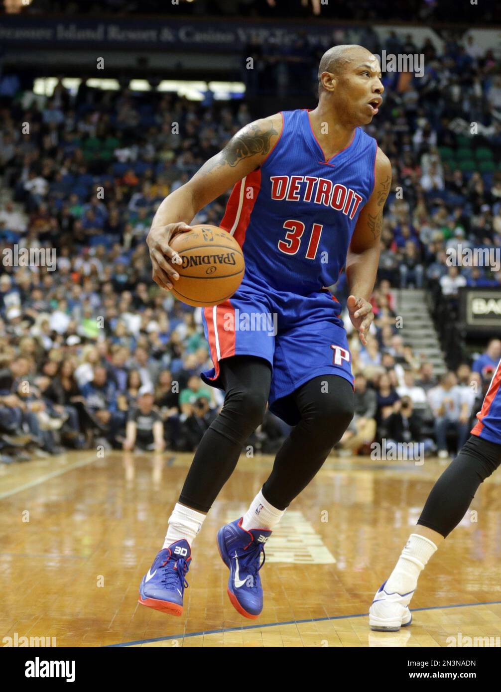 Detroit Pistons' Caron Butler dribbles the ball in the second half of ...