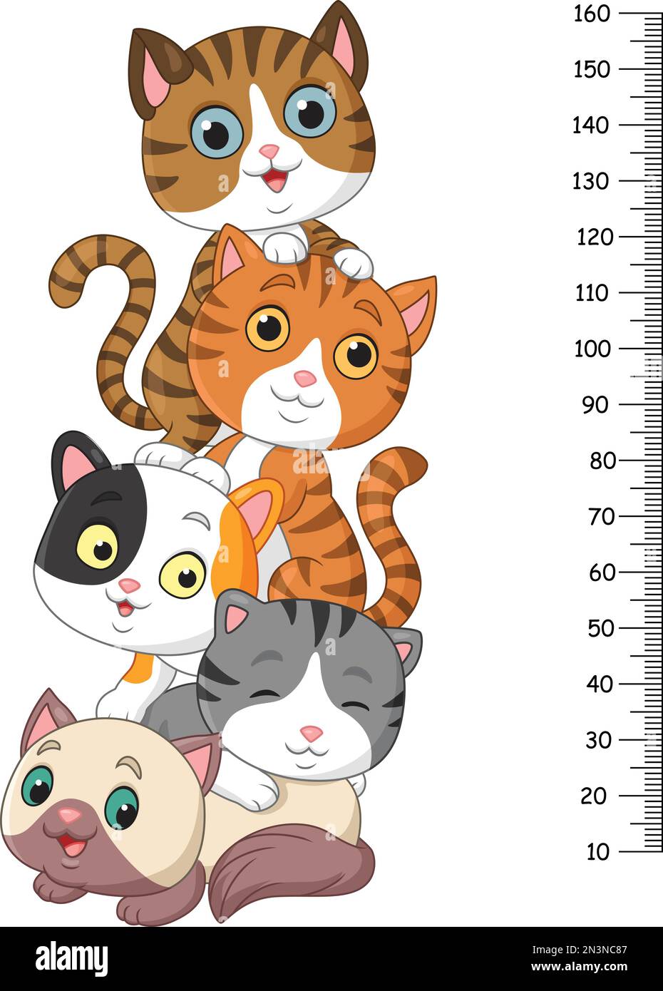 Cartoon cute cats with meter wall Stock Vector Image & Art - Alamy