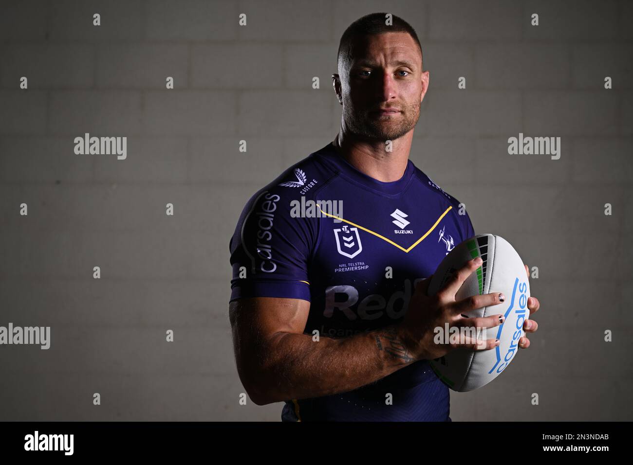 Tariq Sims of the Melbourne Storm poses for a photo during an NRL media ...