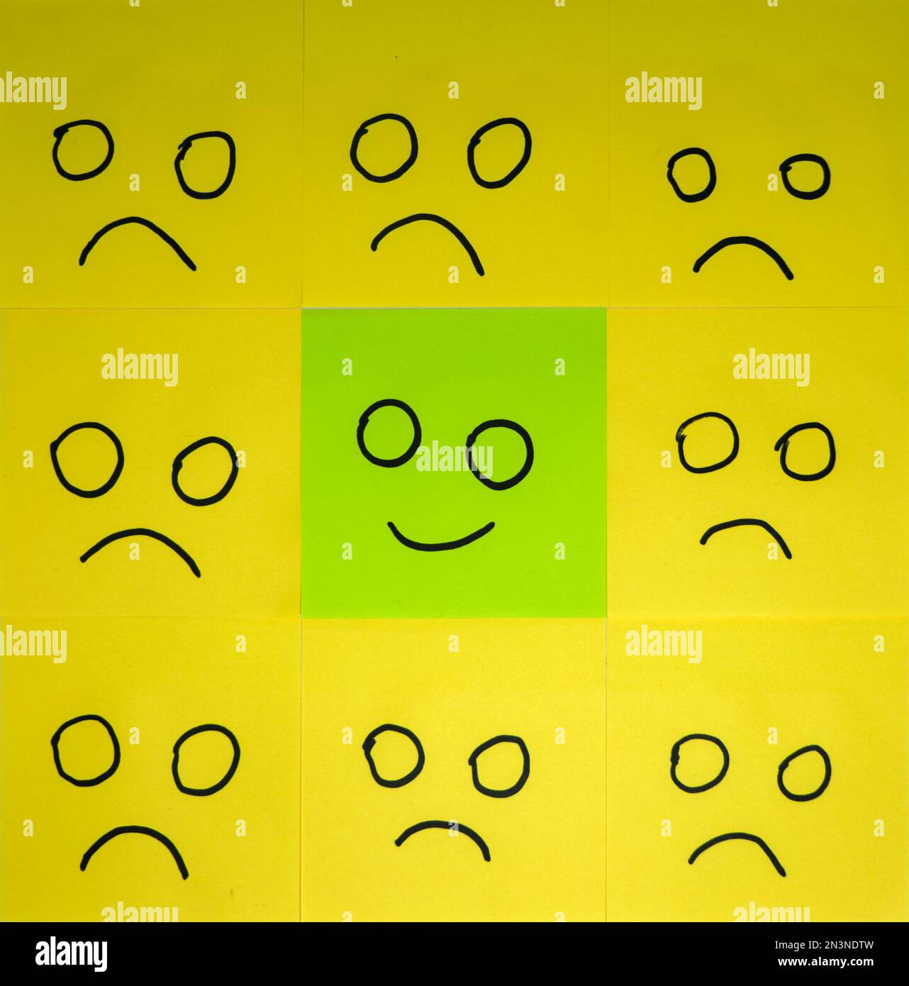 concept for a positive attitude with small office notes with multiple ...