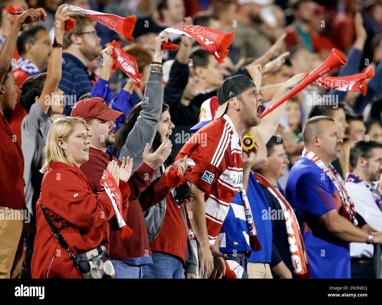 FC Dallas fans celebrate in the closing minutes of the second half of ...