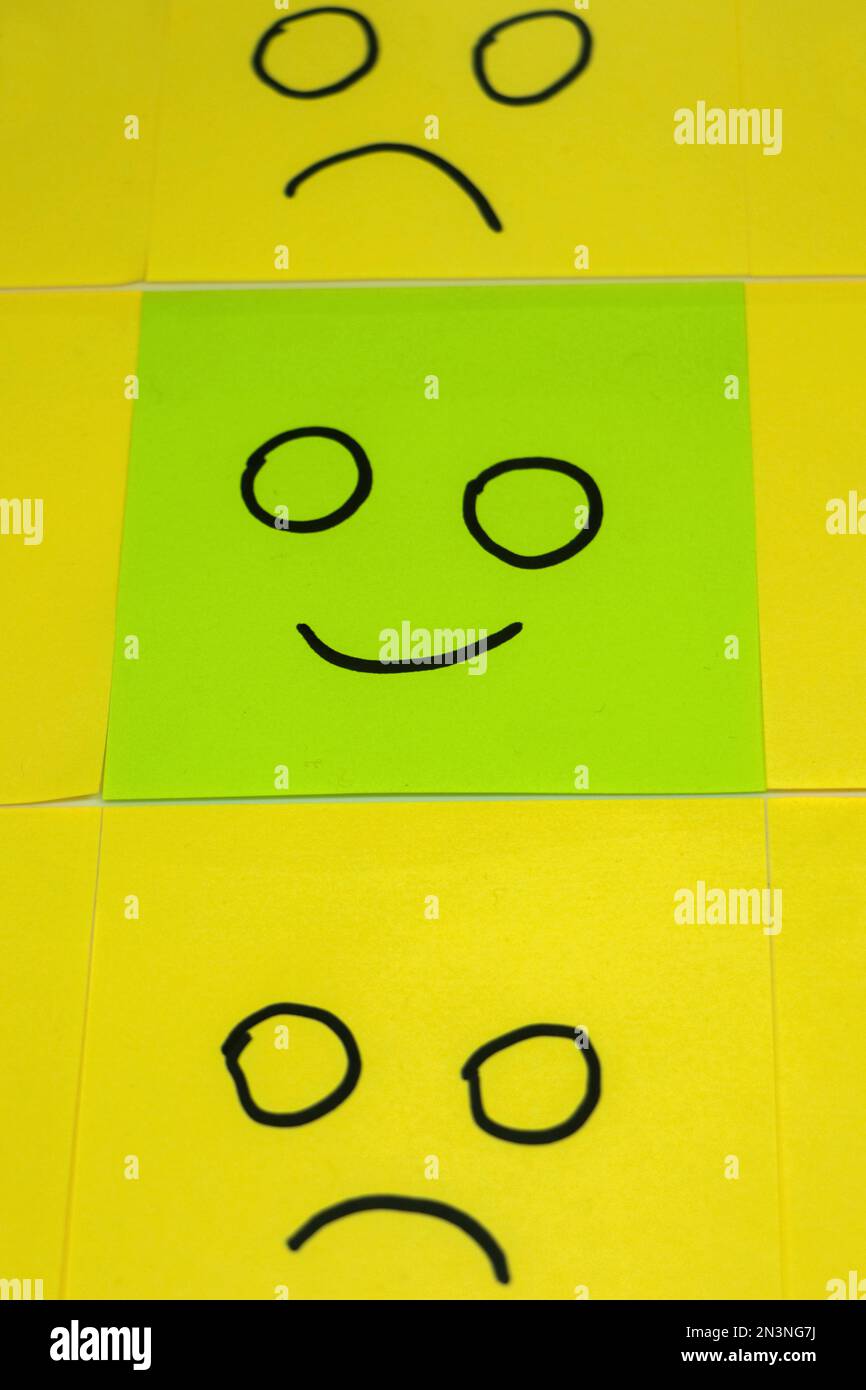 concept for a positive attitude with small office notes with multiple ... concept for a positive attitude with small office notes with multiple ...