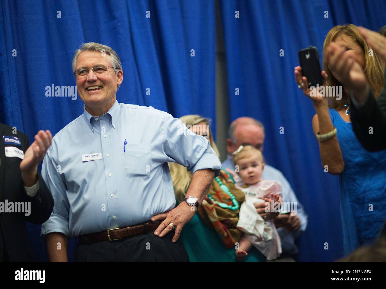 Georgia Republican U.S. Congressional candidate Rick Allen, left, waits ...