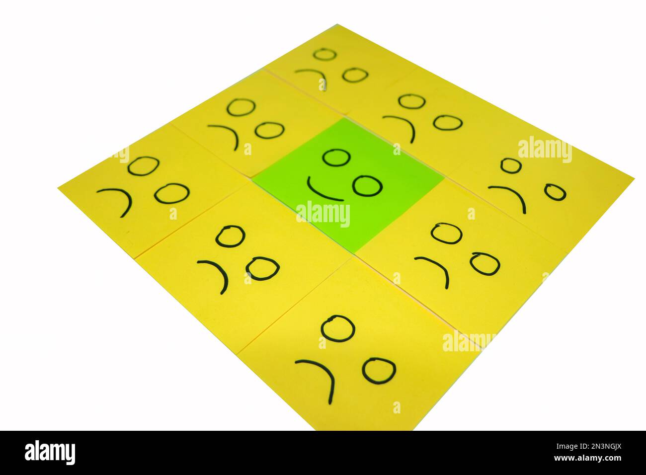 concept for a positive attitude with small office notes with multiple ...