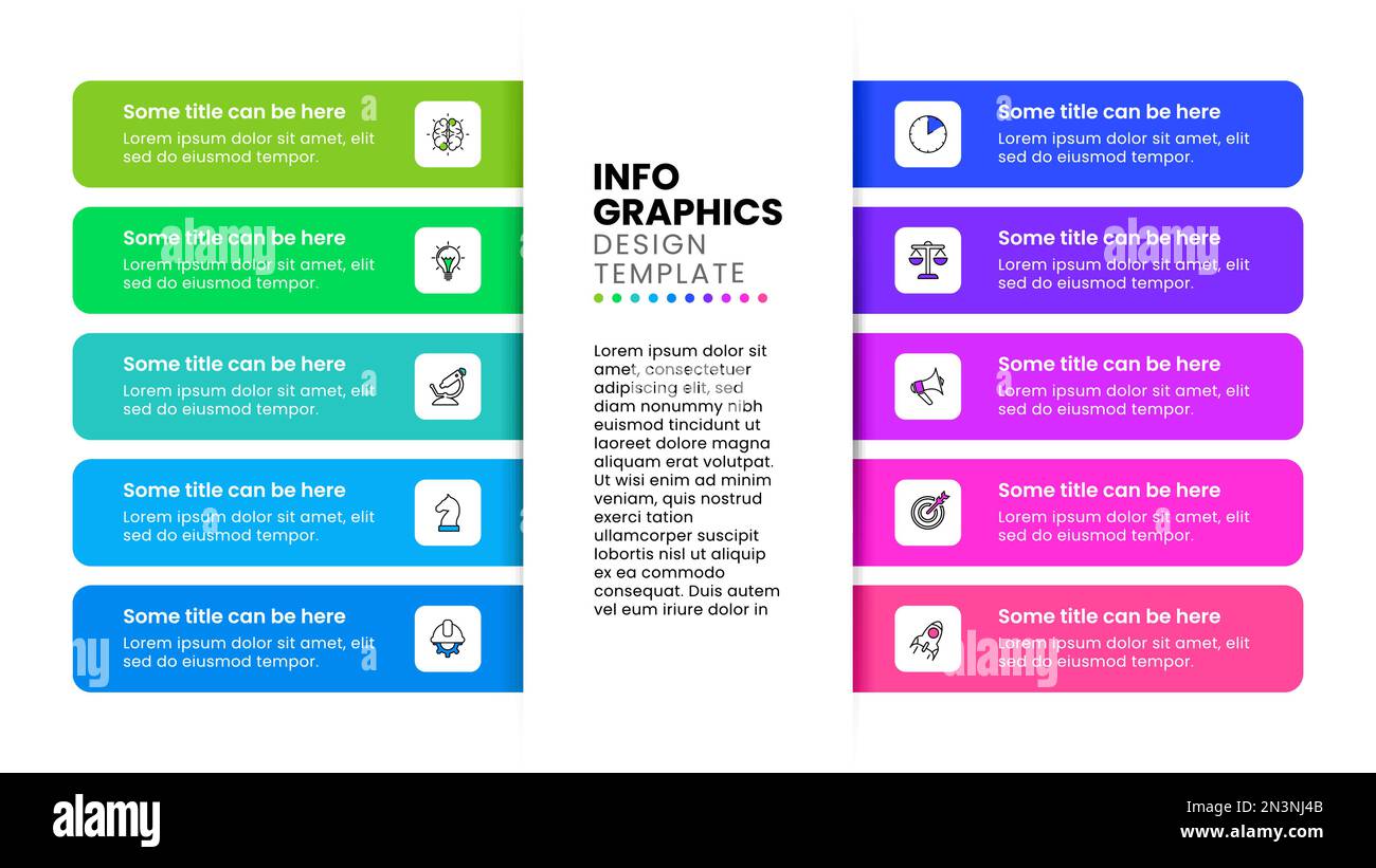 Infographic template with 10 options or steps. Ten stripes. Can be used ...