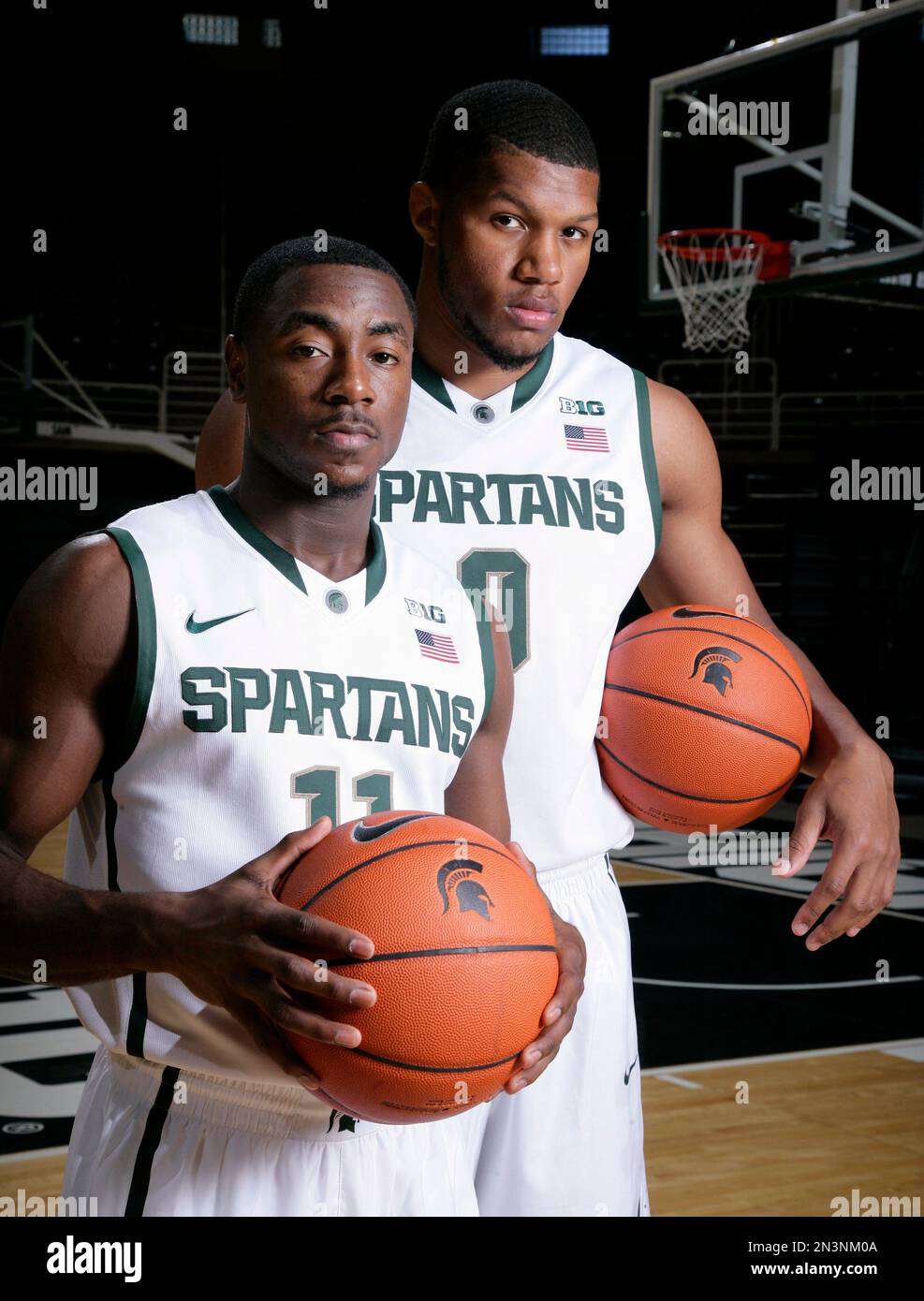 Michigan State freshmen Lourawls Nairn Jr., left, and Marvin Clark Jr ...