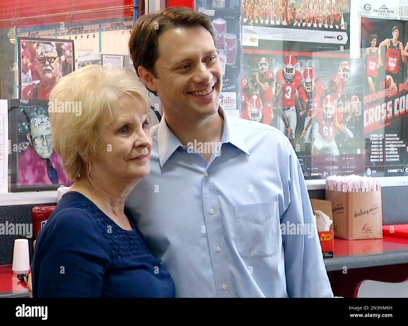 In this image taken from video, Jason Carter, right, the Democratic ...