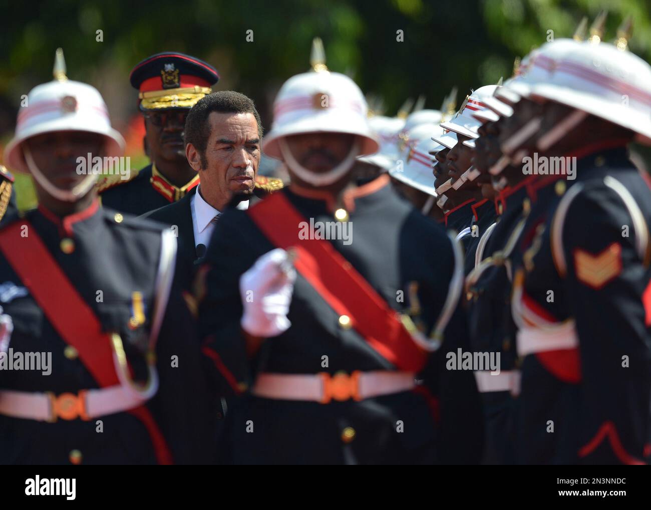 President Lt Gen. Seretse Khama Ian Khama, third from left, attends a ...