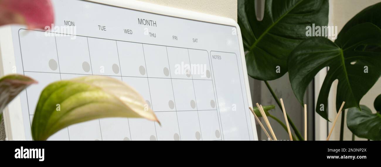 Monthly PLANNER. Empty Magnetic board with the days of the month. Place ...