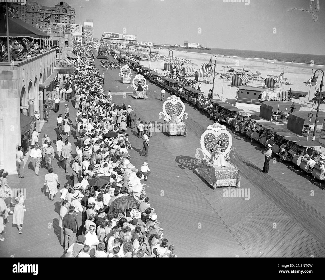 Contestants for the title of Miss America parade the boardwalk as the ...