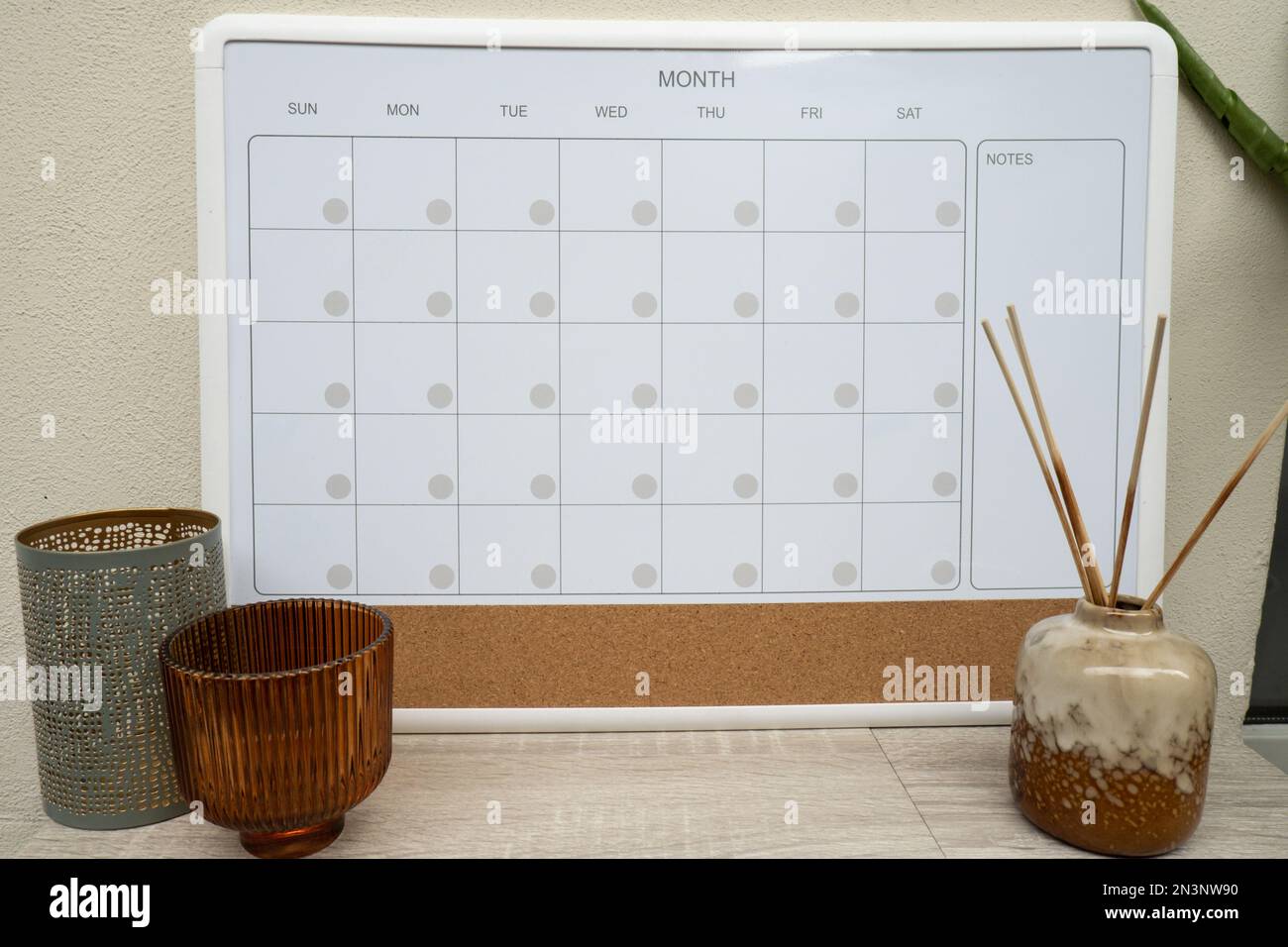 Monthly PLANNER. Empty Magnetic board with the days of the month. Place ...