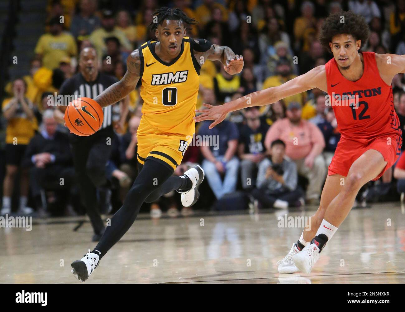 RICHMOND, VA - FEBRUARY 07: VCU Rams forward Jamir Watkins (0) dribbles ...