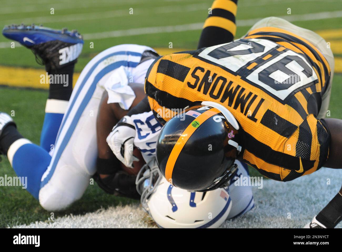 Pittsburgh Steelers inside linebacker Lawrence Timmons (94) lays on ...