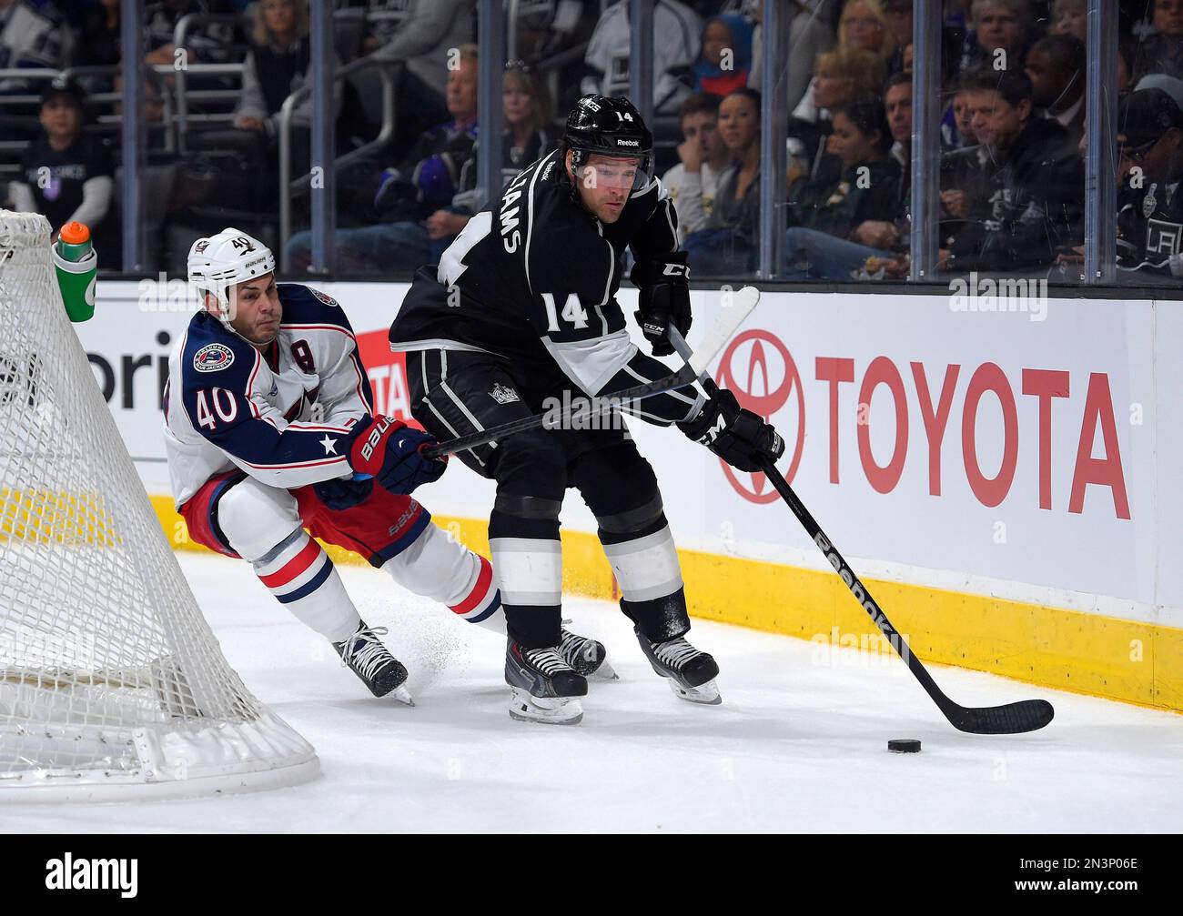 Columbus Blue Jackets right wing Jared Boll, left, and Los Angeles ...