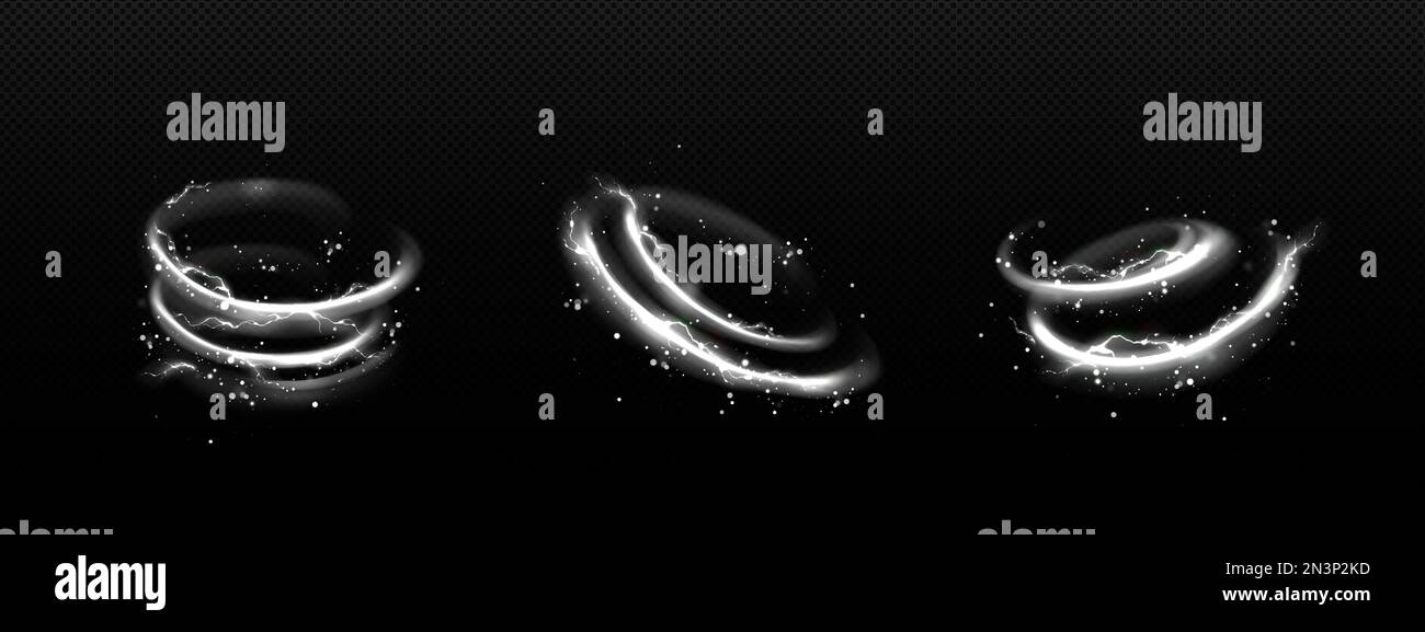 Realistic set of abstract energy spin effect isolated on dark ...