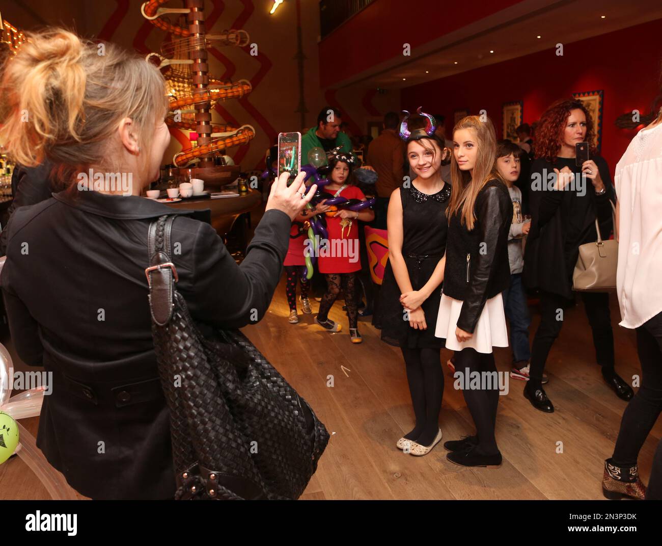 British actress Isobelle Molloy, centre and friend Hattie, are ...