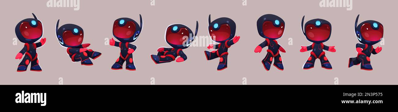 Cartoon vector illustration set of kid astronaut in space. Isolated ...